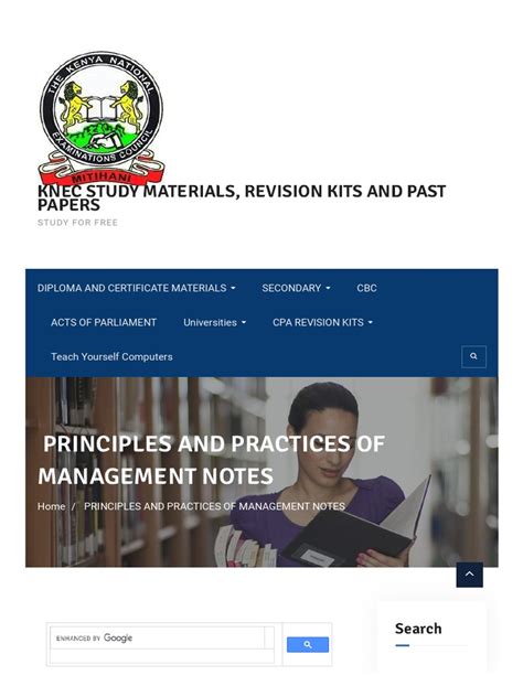 Principles And Practices Of Management Notes Knec Study Materials