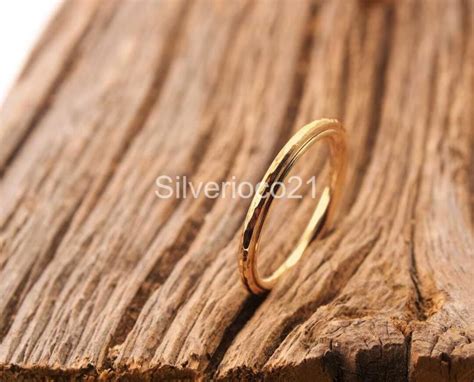 Skinny Spinner Ring Solid Brass Ring Hammered 14k Yellow Gold