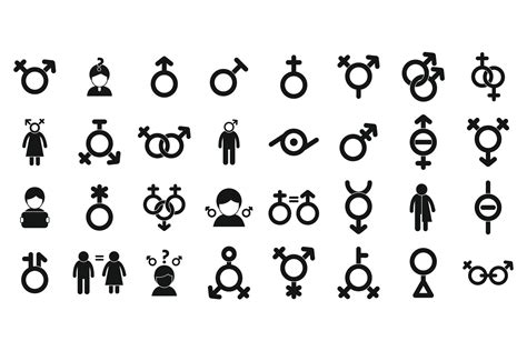Gender Identity Icons Set Simple Vector Graphic By Anatolir56
