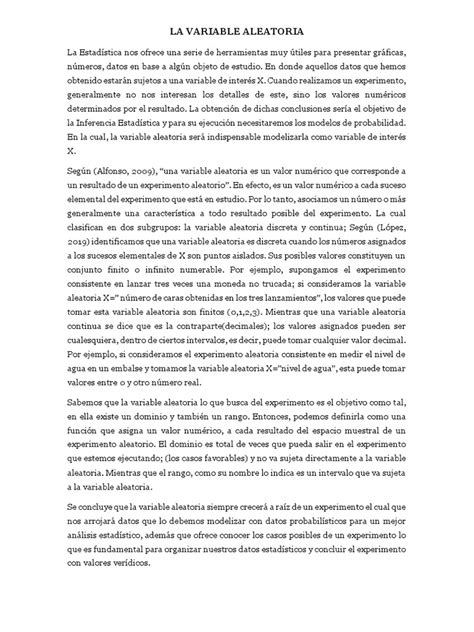 La Variable Aleatoria Descargar Gratis Pdf Variable Aleatoria