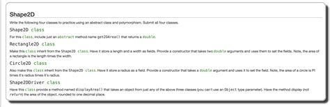 Solved Shape2d Write The Following Four Classes To Practice