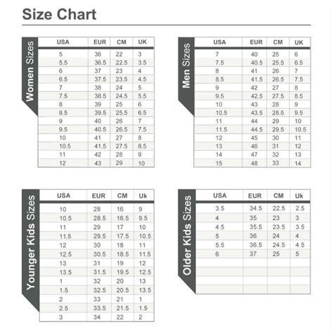 chaco size chart shoes hotsell