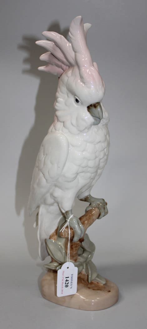 A Royal Dux Porcelain Model Of A Cockatoo 20th Century White Glazed