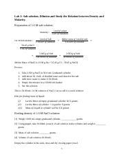 Lab Salt Solution Molarity And Density Docx Lab Salt Solution Dilution And Study The