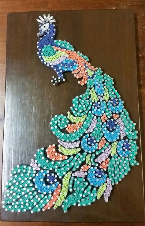 Colourful Peacock String Art Wall Art String Art Templates String Art Diy String Art