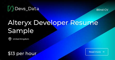 Alteryx Developer Resume Sample Devsdata