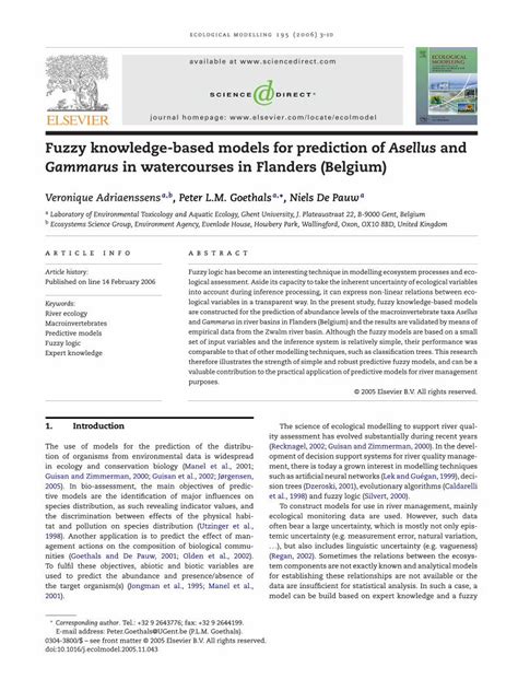Pdf Fuzzy Knowledge Based Models For Prediction Of Asellus And