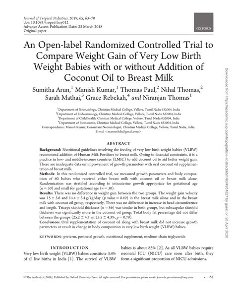 Pdf An Open Label Randomized Controlled Trial To Compare Weight Gain