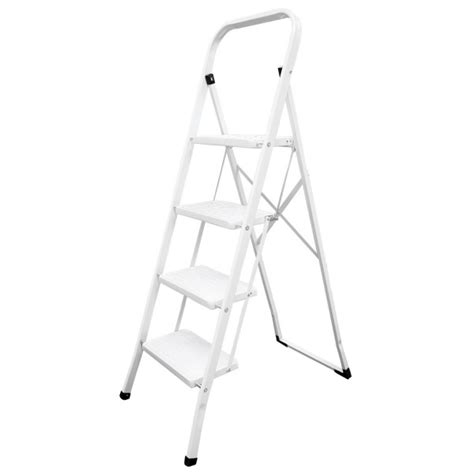 Escalera Domestica Aluminio 4 Peldaños Escalerilla Blanca