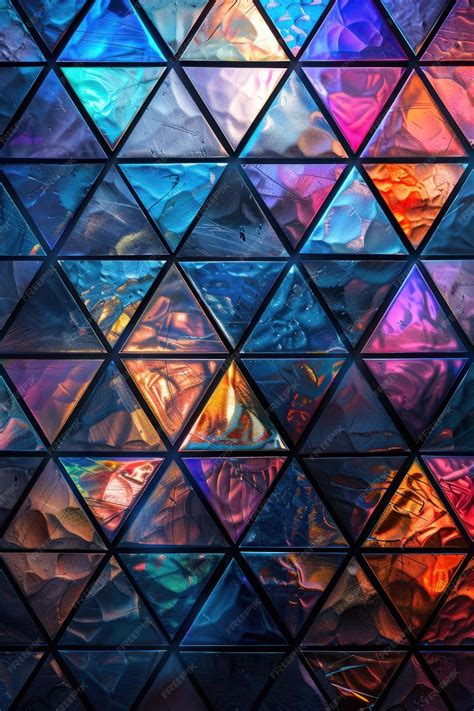 Abstract Background Iridescent Triangular Patterns Form An Intricate Geometric Backdrop With A