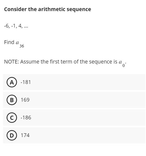 Solved Consider The Arithmetic Sequence −6−14 Find A36