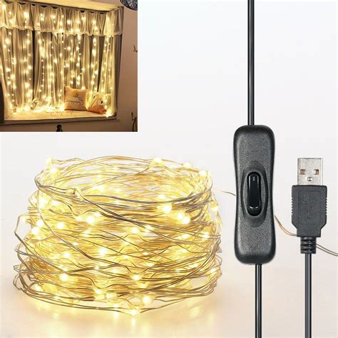 Silver Wire USB LED String Light Fairy Strings Lights M For Christmas Wedding Tree Xmas