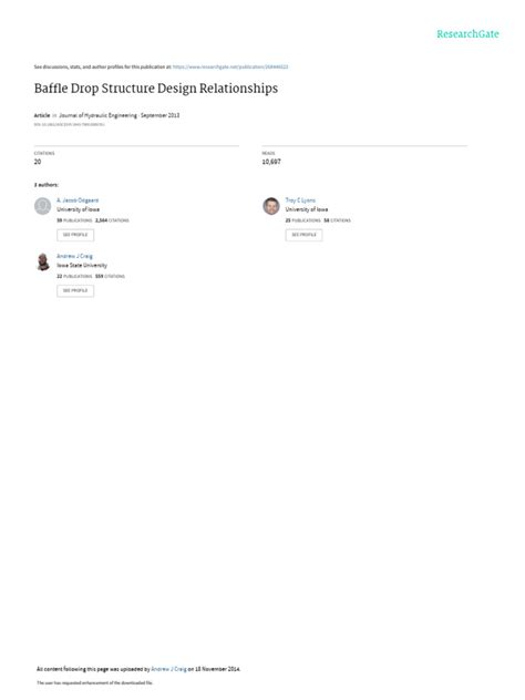 Baf E Drop Structure Design Relationships Journal Of Hydraulic