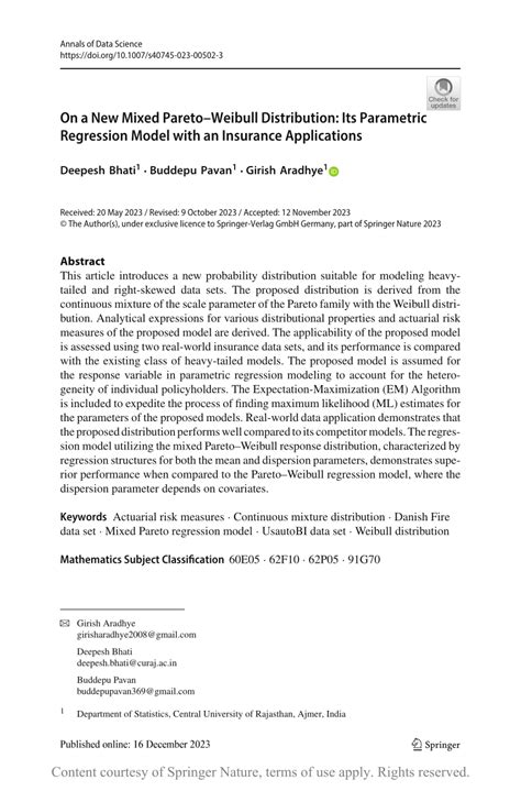 On A New Mixed Pareto Weibull Distribution Its Parametric Regression Model With An Insurance