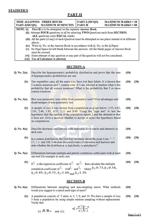 Special Css Past Paper Statistics 2023 Cepi Pakistan