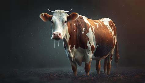 Premium Photo A Cow With A Dripping Coat On Its Face