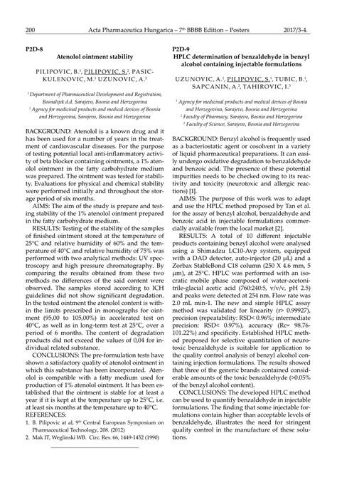Pdf Hplc Determination Of Benzaldehyde In Benzyl Alcohol Containing