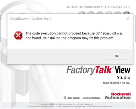 Error Message When Opening Factory Talk Allen Bradley Rockwell