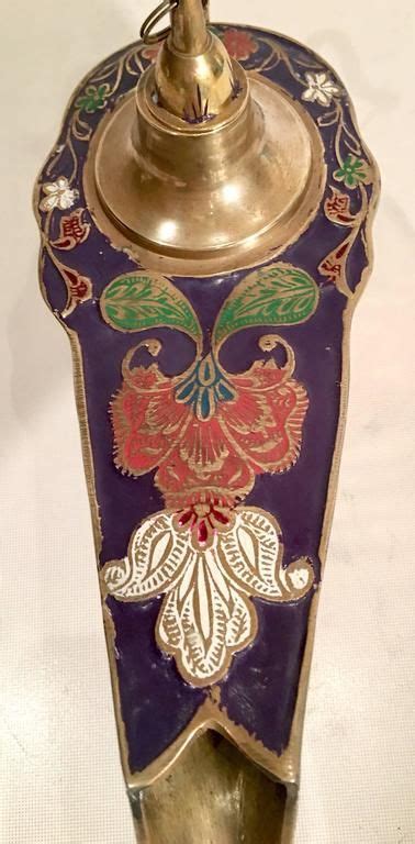 Mid Century Brass And Cloisonne Genie Oil Lamp Incense Burner