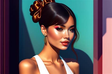 Premium Ai Image A Girl In A White Dress Is Looking At The Camera