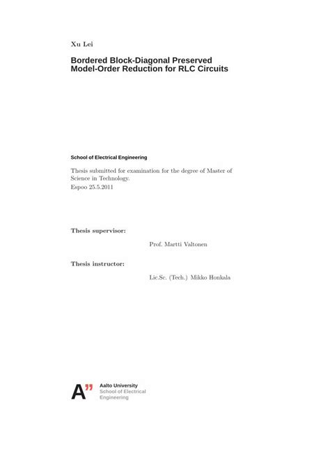 Pdf Model Order Reduction For Rlc Circuits Dokumen Tips