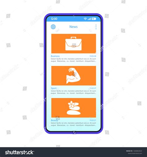 News Feed Smartphone Interface Vector Template