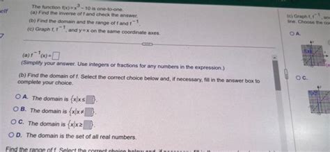 solved elf the function f x x 10 is one to one a find