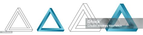 네 개의 불가능한 삼각형 집합입니다 영원한 인물 펜로즈 착시 삼각형에 대한 스톡 벡터 아트 및 기타 이미지 삼각형 추상적인 0명 Istock