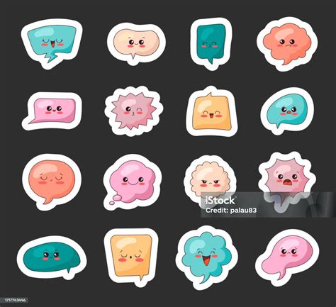 감정 말풍선 스티커 책갈피 귀여운 만화 캐릭터 벡터 그리기 디자인 요소 모음입니다 가공의 인물에 대한 스톡 벡터 아트 및 기타 이미지 Istock