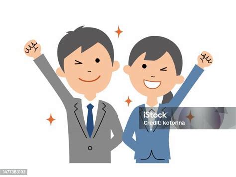 대학 졸업식이나 입학식에서 기뻐하는 대학생들 또는 회사에 기꺼이 입사하는 신입사원 Shinnyushain에 대한 스톡 벡터 아트