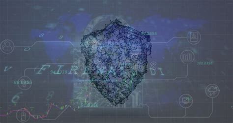 Image Of Cyber Security Data Processing Over Security Shield Icon