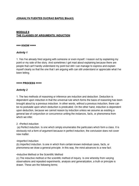 Semi Final Module Pdf Inductive Reasoning Argument