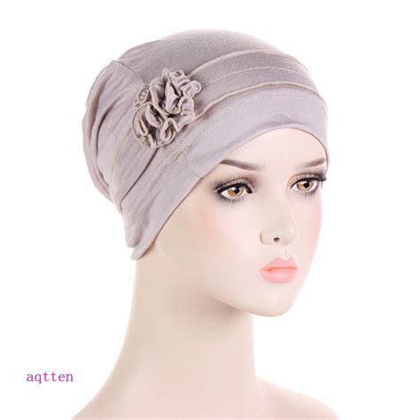 Las Mujeres Musulmanas Flor Turbante Sombrero Africano Cubre La Cabeza