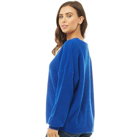 Buy Brave Soul Womens Kneehow Fisherman Knit Jumper Electric Blue