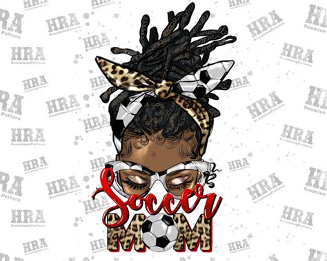Afro Messy Locs Bun Soccer Mom Png Sublimation Design Afro Etsy