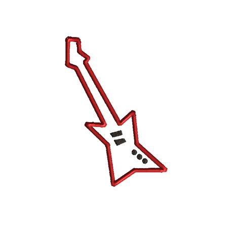 Guitar Applique Machine Embroidery Design