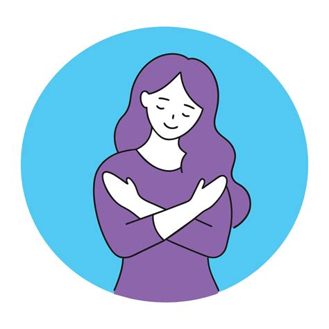 A Smiling Woman Hugs Herself To Show Self Love Happy Girl Hugs Herself