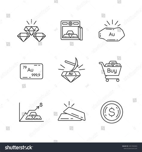 Precious Metals Linear Icons Set Platinum Stock Vector Royalty Free 1851958363 Shutterstock