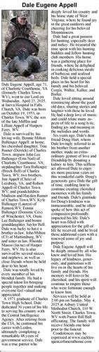 Dale Eugene Appell Obituaries Journal