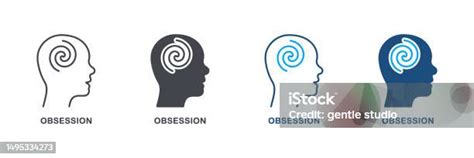Obsession Mentale Dans La Silhouette De La Tête Humaine Et Lensemble
