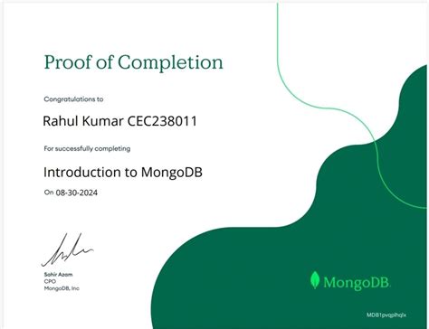 Rahul Kumar On Linkedin I Am Thrilled To Announce That I Have Successfully Earned My Mongodb