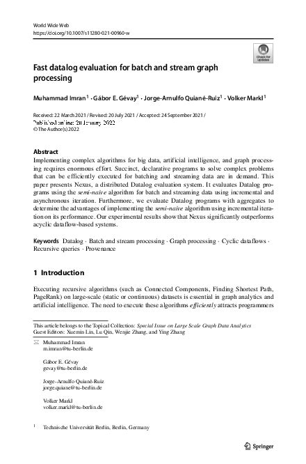 pdf fast datalog evaluation for batch and stream graph processing