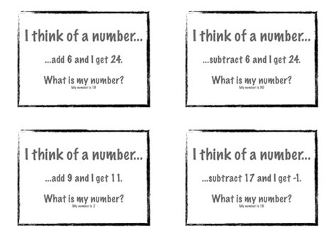 Ks3 Maths Algebra Solving Equation Cards Teaching Resources