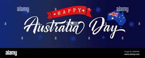 Happy Australia Day Horizontal Web Banner Or Button Isolates Elements
