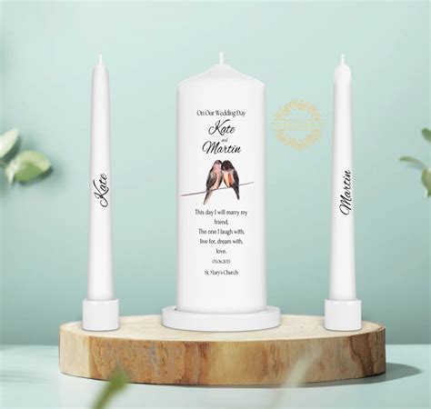 018 Birds Design Wedding Unity Candle Set Personalised Wedding Unity