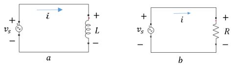 a a voltage inductor circuit b a resistor voltage circuit