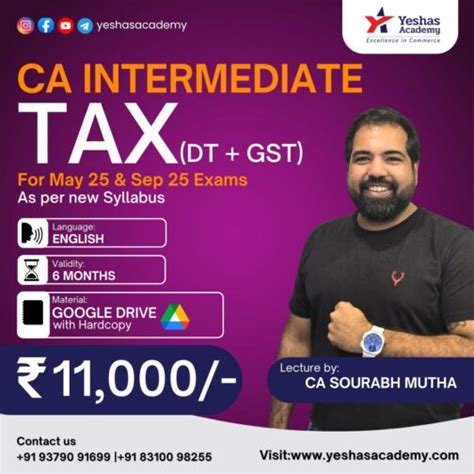 CA Inter Taxation DT GST For May 2025 September 2025 Exams By CA
