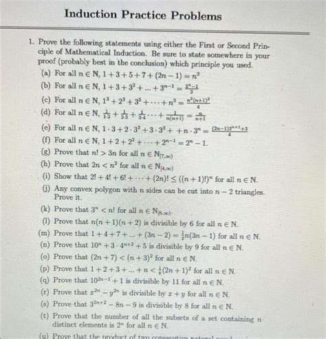 Solved Induction Practice Problems Prove The Following Chegg