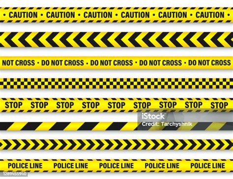 노란색과 검은 색 바리케이드 건설 테이프 경찰 경고 라인 밝은 색상의 위험 또는 위험 줄무늬 벡터 일러스트레이션 건설 산업에