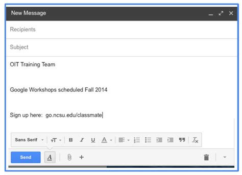 Google Training Tip Remove Formatting In Gmail Compose Window Office Of Information Technology